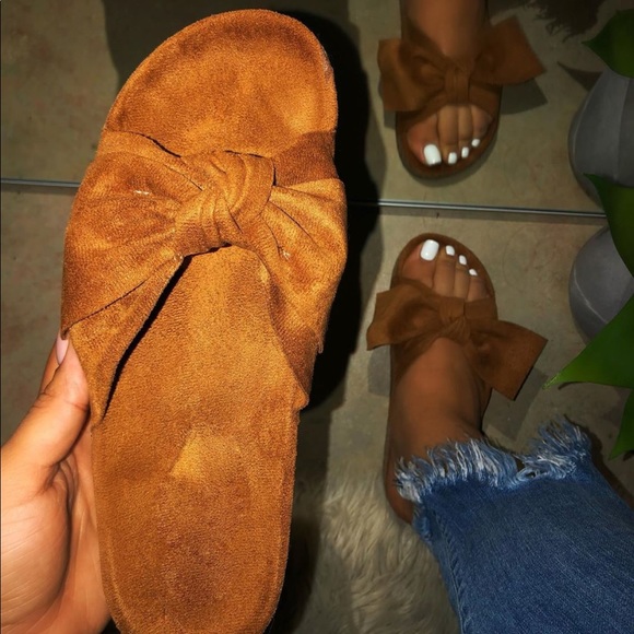 Fashion Addict | Shoes | Maria Tan Bow Cork Sandal Slides Restock ...